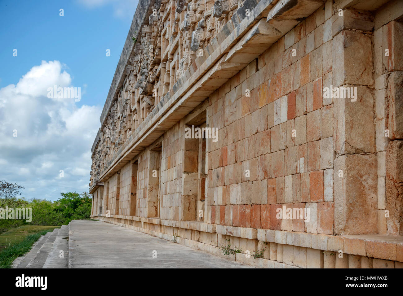 The wall of the palace of the ruler in the ancient city of Maya Stock ...