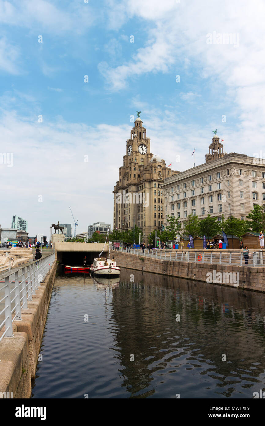 New canal running in front of the Liver Building on Liverpool ...