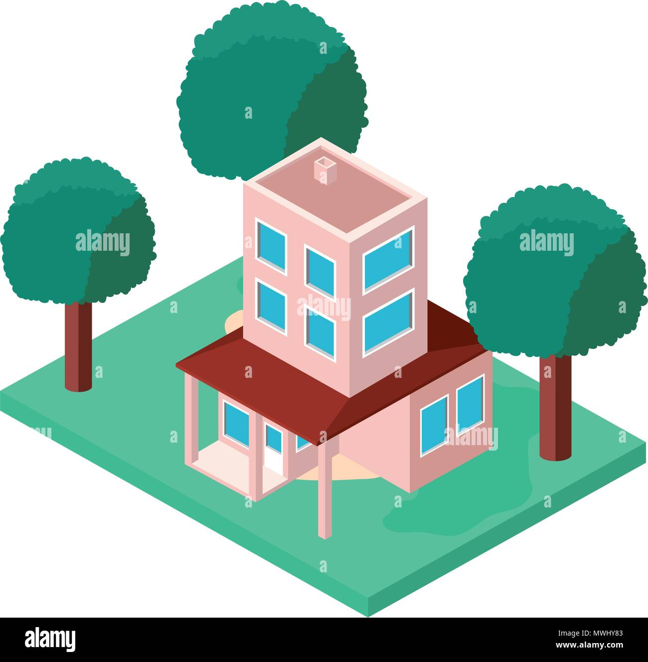 building with landscape isometric icon Stock Vector Image & Art - Alamy