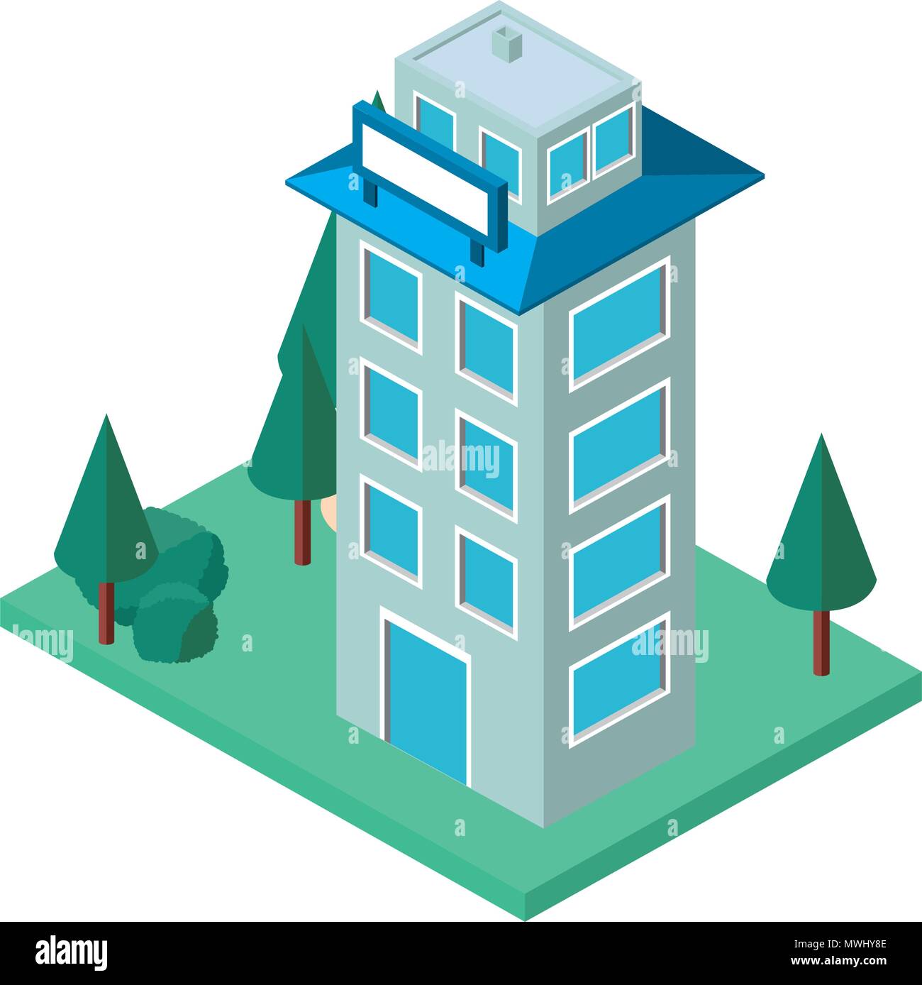 store building exterior with landscape isometric Stock Vector Image ...