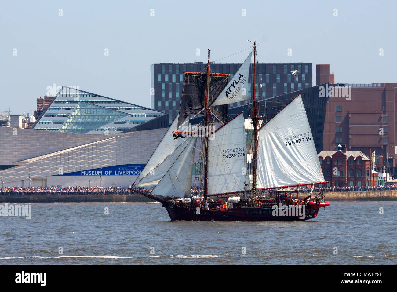 Tall ship Atyla on the River Mersey during the parade of sail during ...