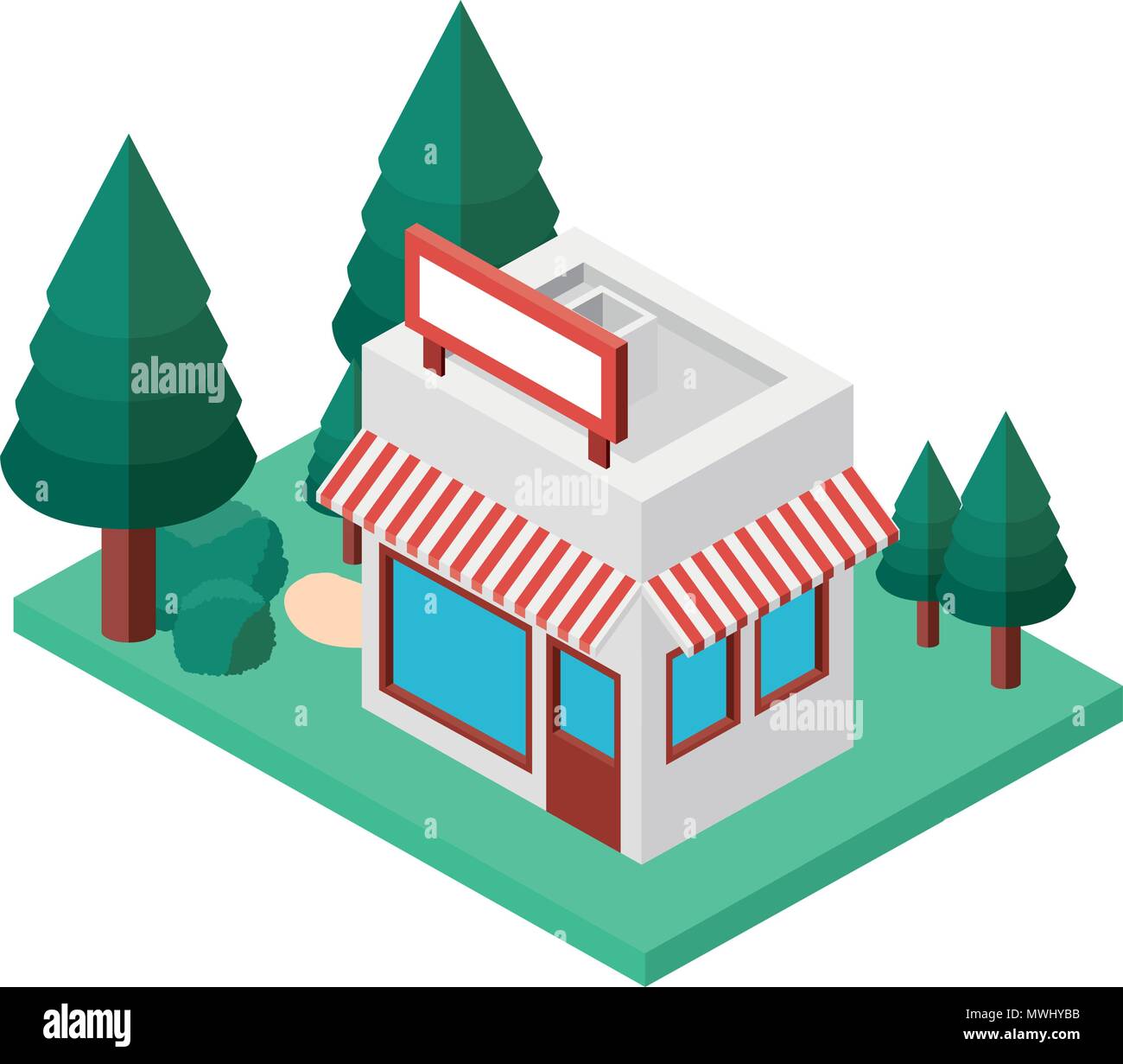 store building exterior with landscape isometric Stock Vector Image ...