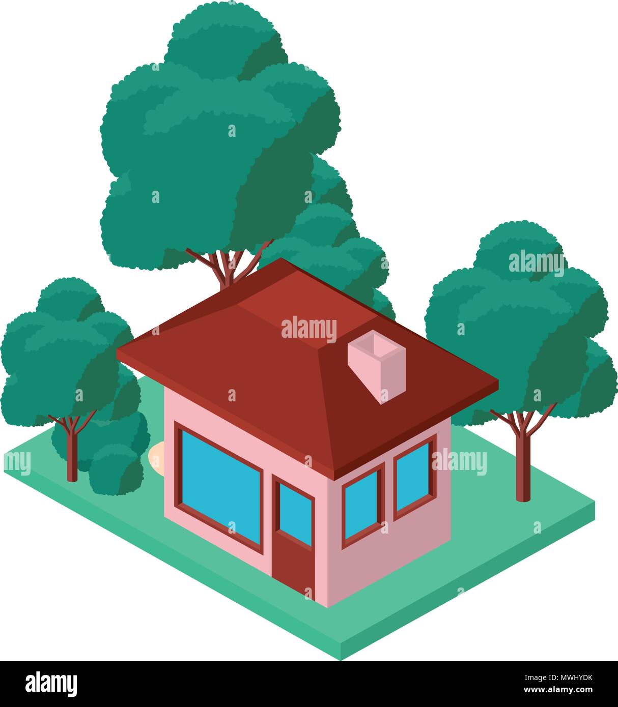 exterior house with landscape isometric icon Stock Vector Image & Art ...