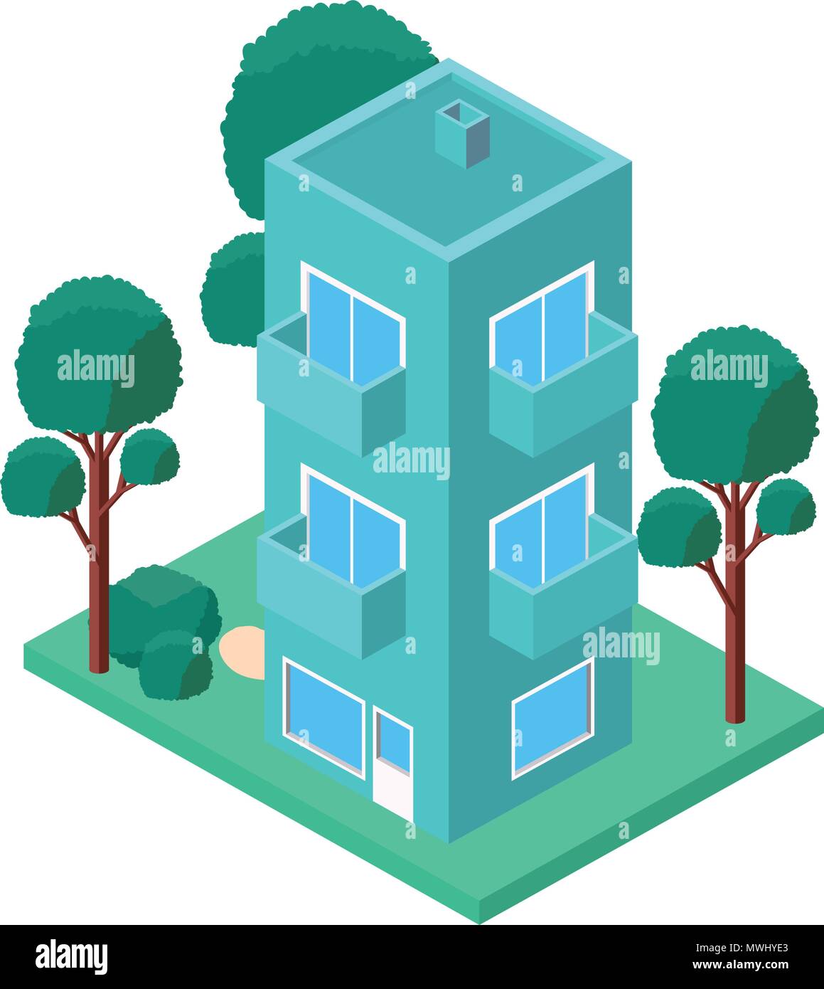 building with landscape isometric icon Stock Vector Image & Art - Alamy
