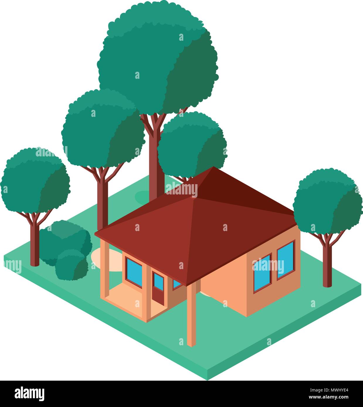 exterior house with landscape isometric icon Stock Vector Image & Art ...