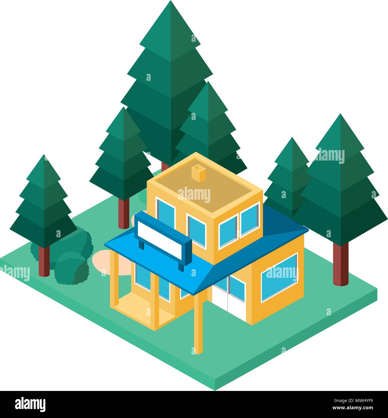 store building exterior with landscape isometric Stock Vector Image ...