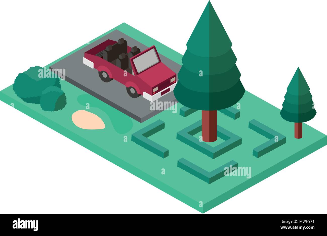 convertible in the parking zone isometric Stock Vector Image & Art - Alamy