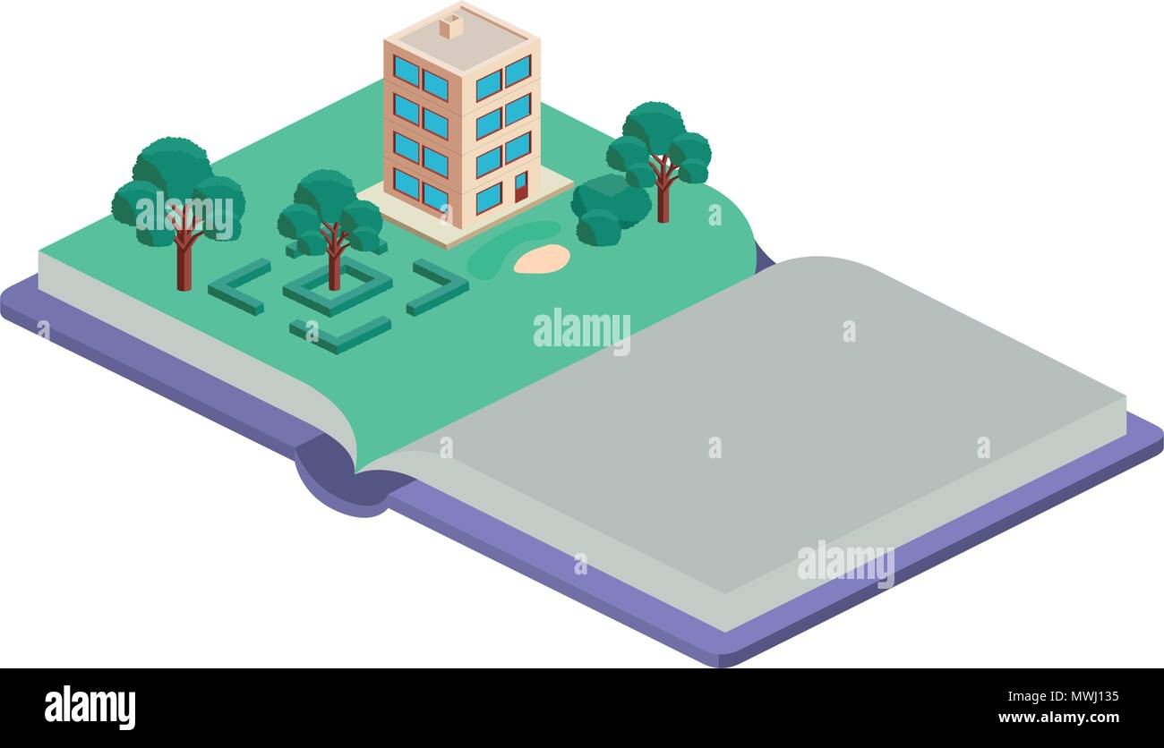 book school with field and building isometric Stock Vector Image & Art ...