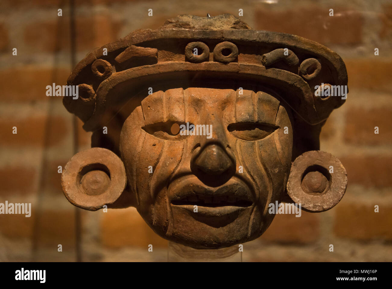 Museum of Cultures of Oaxaca, mask with human face, Oaxaca, Mexico ...