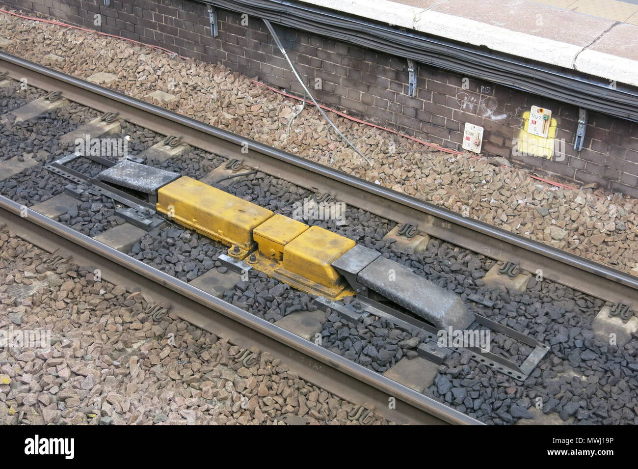 Close up of AWS equipment as part of the signalling system on British ...