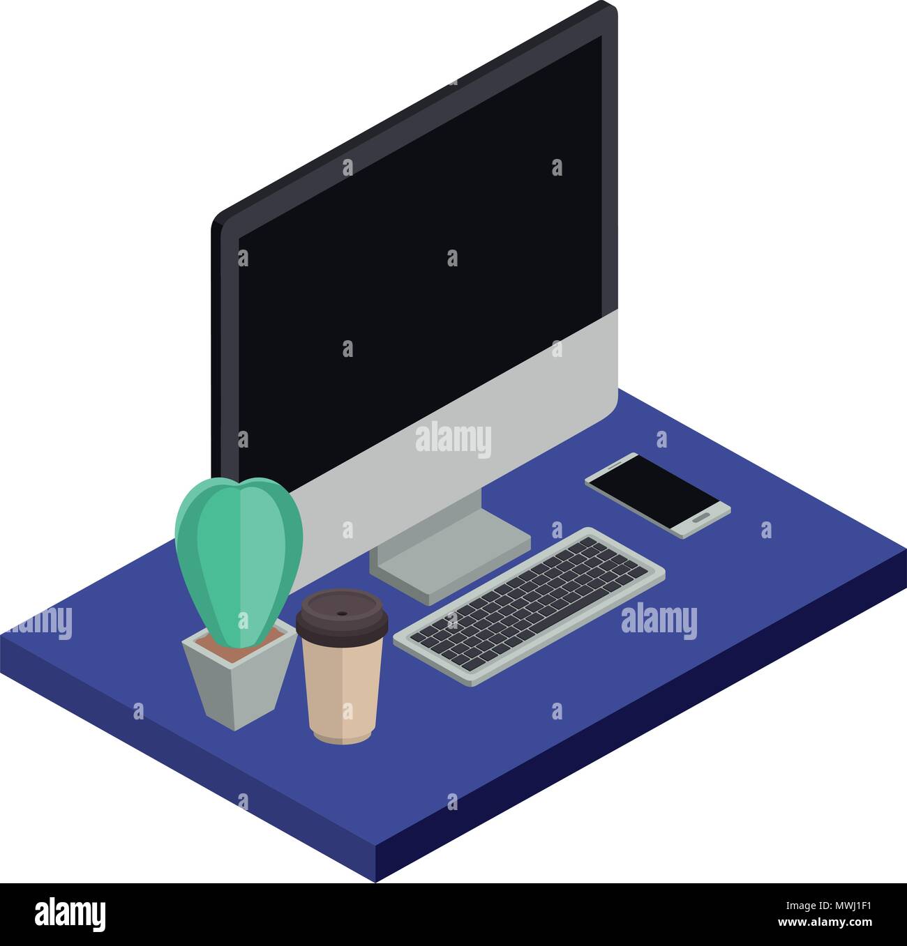 work place scene isometric icons Stock Vector Image & Art - Alamy