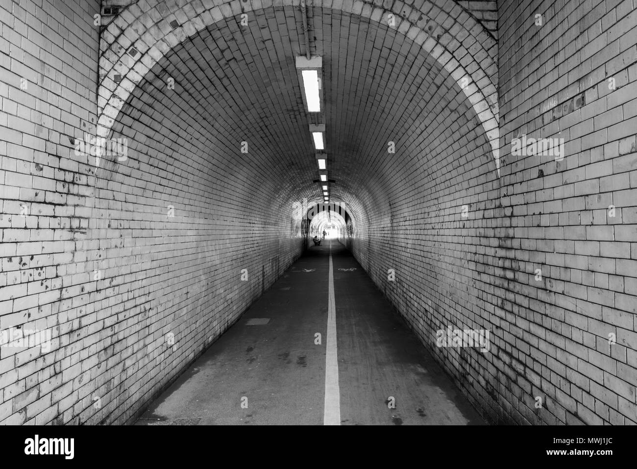 White brick pedestrian and cycle tunnel, Leeman Road, York, North ...