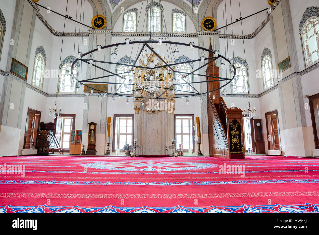 Interior view of Emir Sultan Mosque at Emir Sultan Complex or Sultan ...
