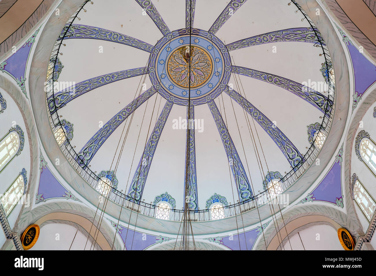 Interior view of Emir Sultan Mosque at Emir Sultan Complex or Sultan ...