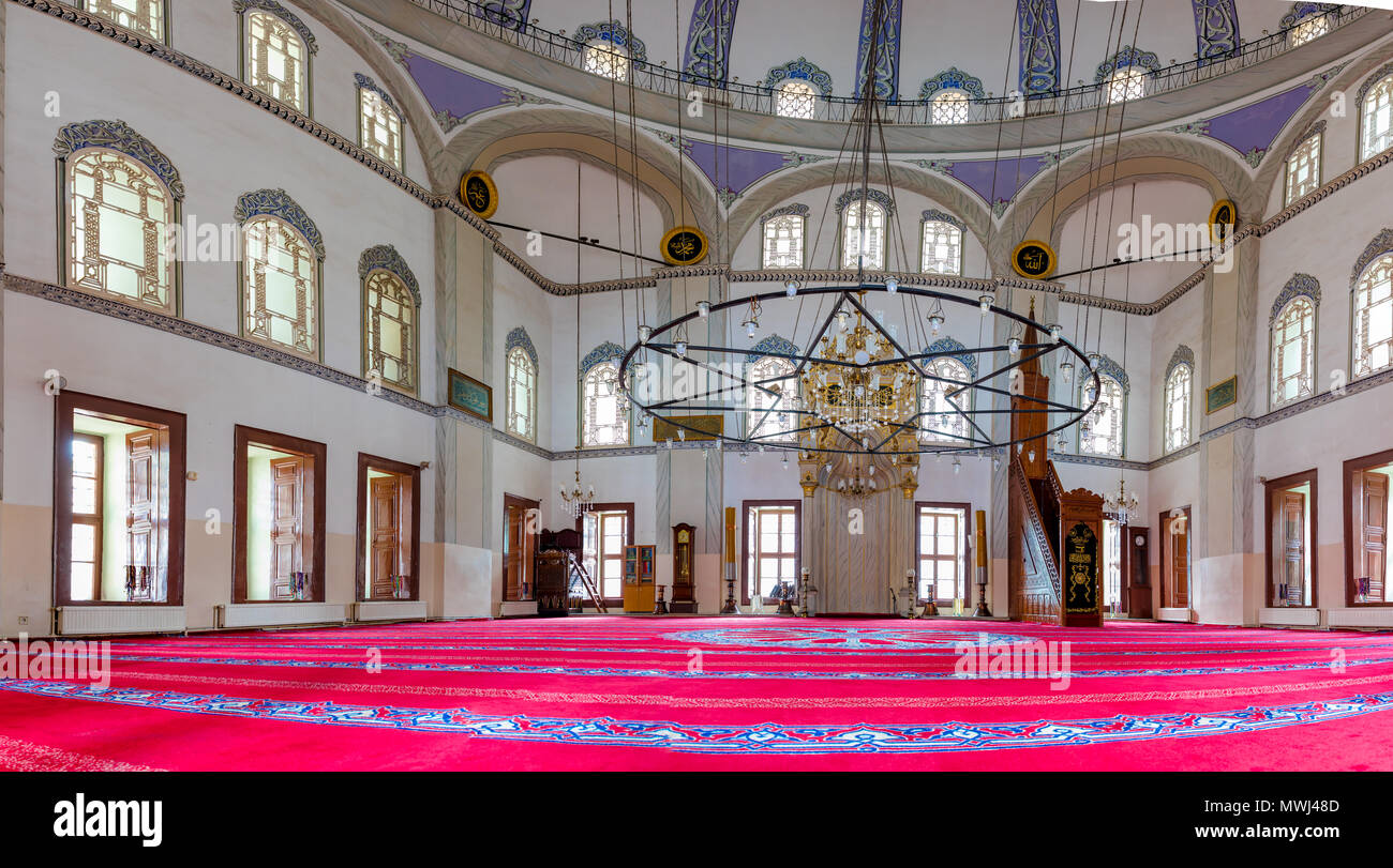 Interior view of Emir Sultan Mosque at Emir Sultan Complex or Sultan ...
