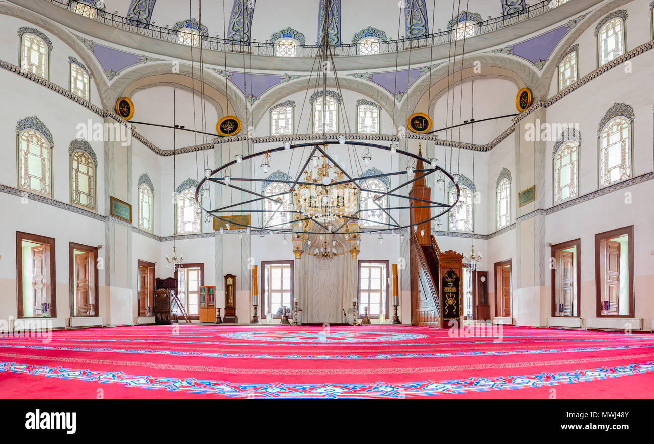 Interior view of Emir Sultan Mosque at Emir Sultan Complex or Sultan ...