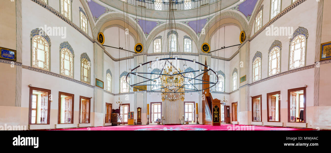 Interior view of Emir Sultan Mosque at Emir Sultan Complex or Sultan ...