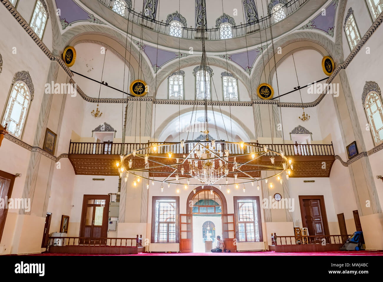 Interior view of Emir Sultan Mosque at Emir Sultan Complex or Sultan ...