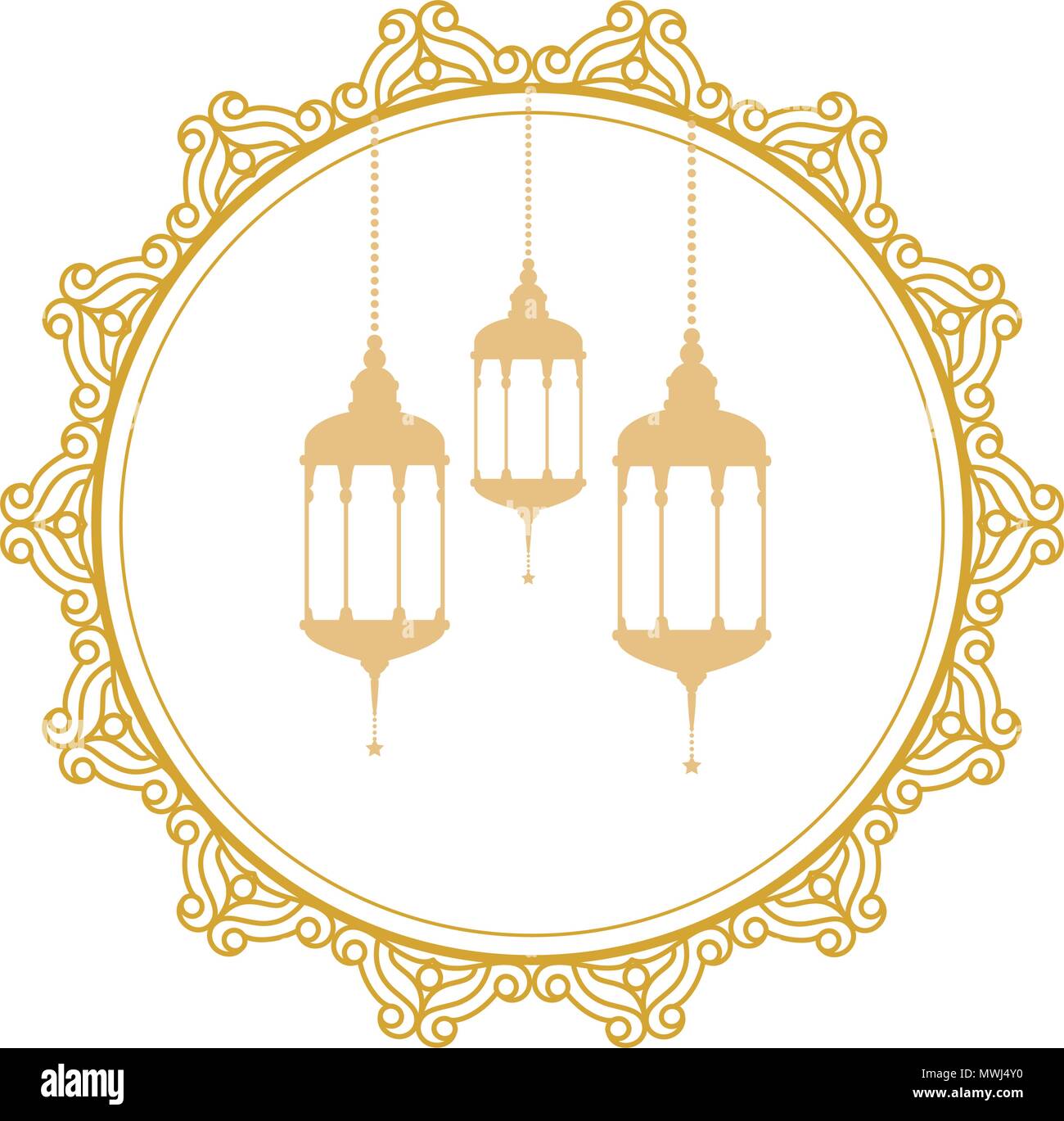 lamps hanging elegant frame ramadan kareem celebration Stock Vector ...