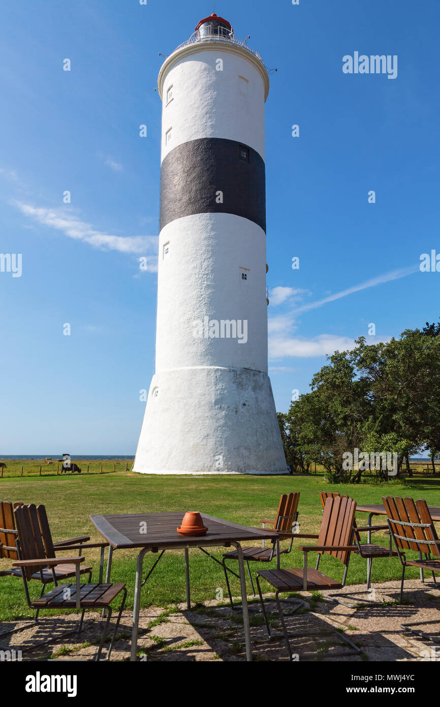 Cafe with a view of a lighthouse Stock Photo - Alamy