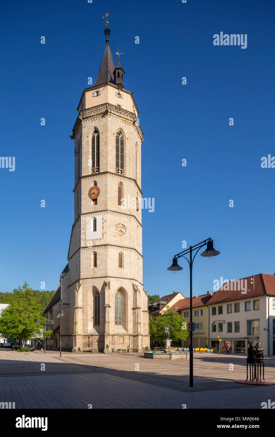 Balingen, evangelische Stadtkirche, Turm von Osten Stock Photo - Alamy