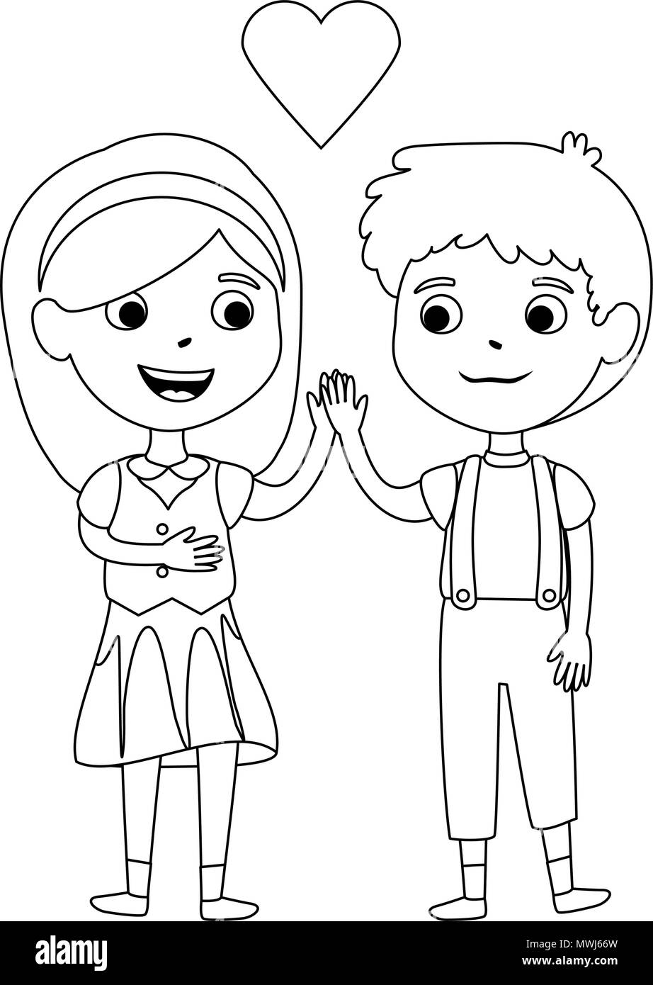 little kids couple with heart characters Stock Vector Image & Art - Alamy