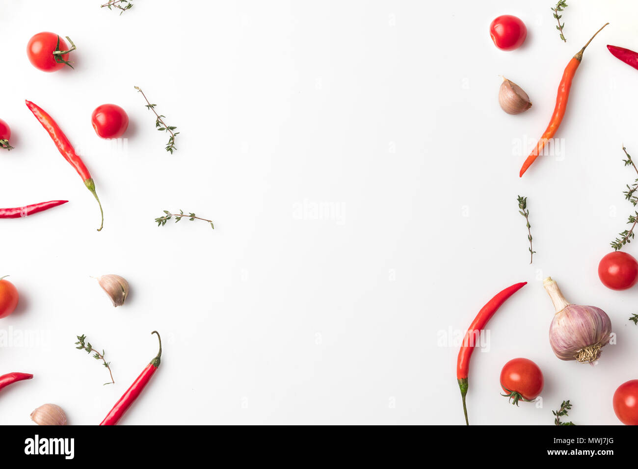 Top view of scattered vegetables isolated on white Stock Photo - Alamy