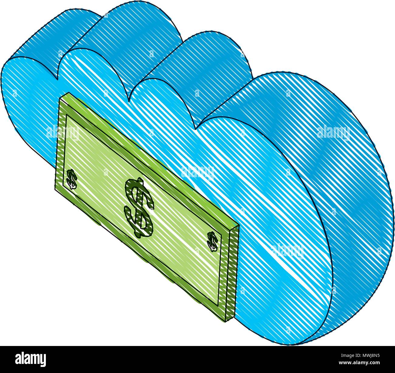 cloud computing dollar money bank vector illustration Stock Vector ...