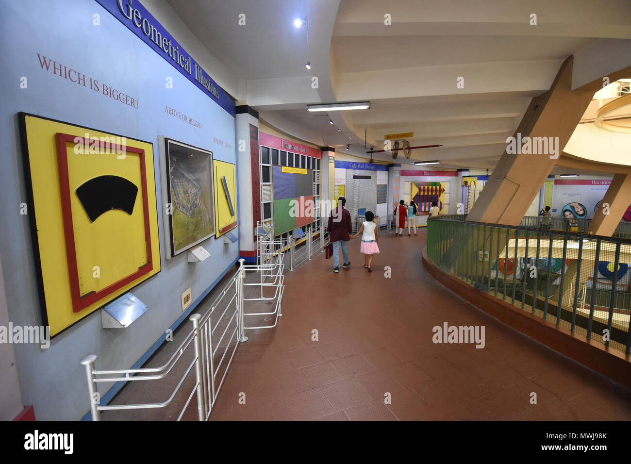 Illusion gallery at the Dynamotion hall of Science City, Kolkata Stock ...