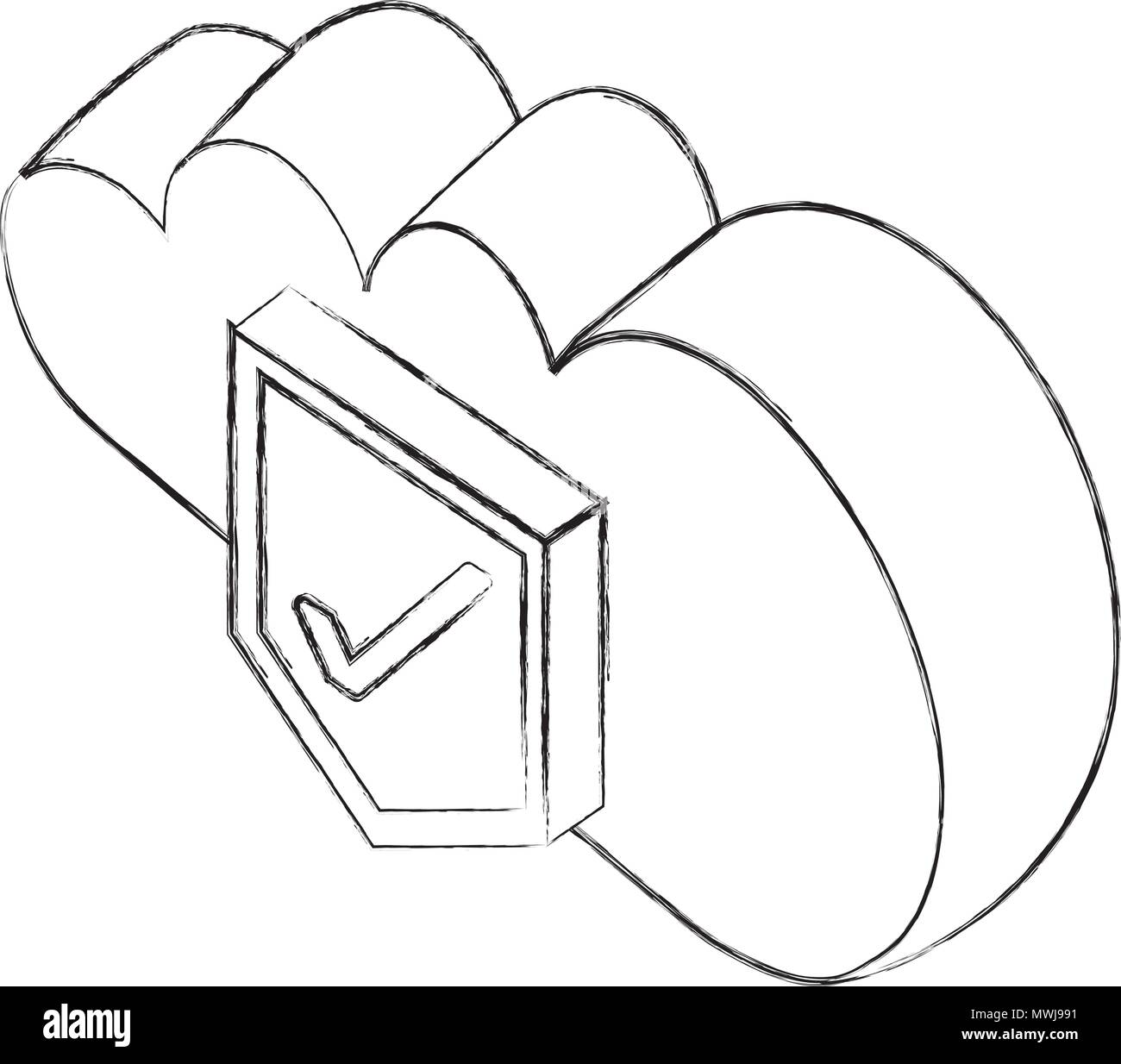 cloud computing storage shield protection checkmark isometric vector ...