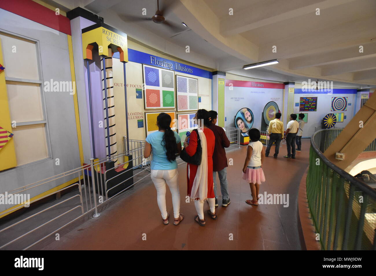 Illusion gallery at the Dynamotion hall of Science City, Kolkata Stock ...