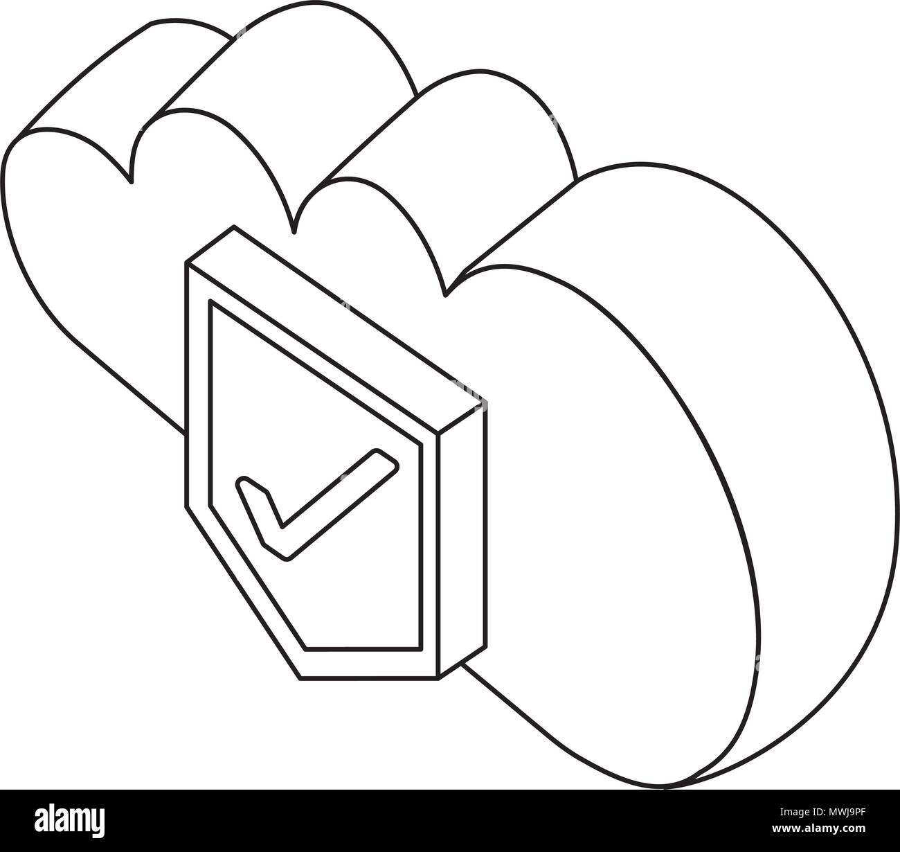 cloud computing storage shield protection checkmark isometric vector illustration Stock Vector ...