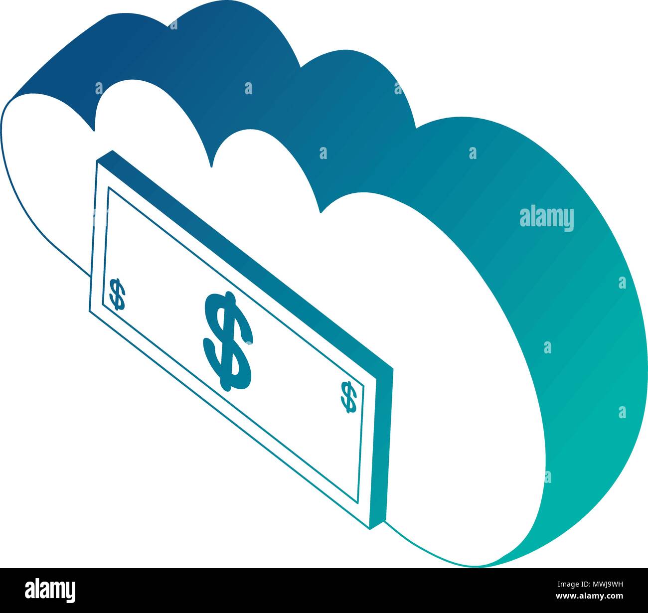 cloud computing dollar money bank vector illustration Stock Vector ...