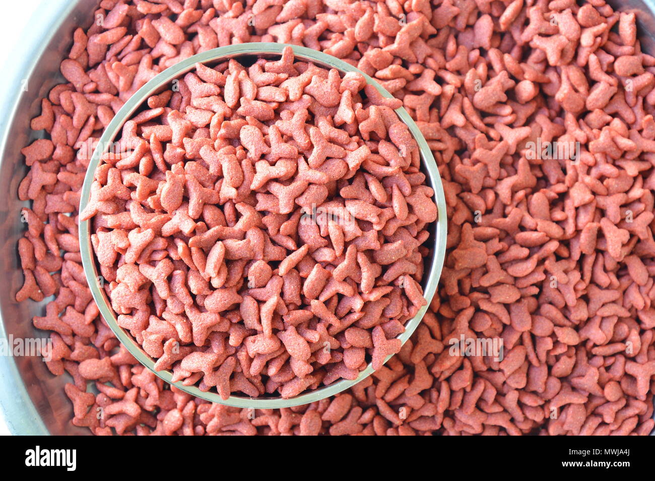 cat food in stainless bowl and iron scoop on weighing scale Stock Photo ...