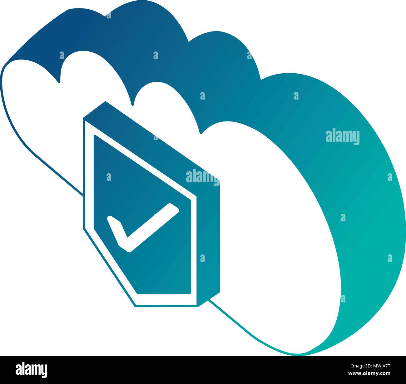 cloud computing storage shield protection checkmark isometric vector illustration Stock Vector ...