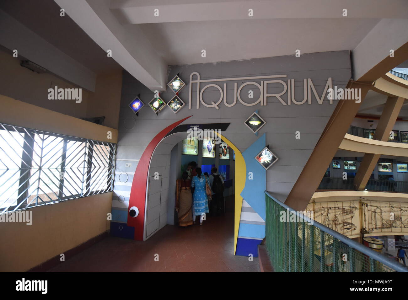 Entrance of the sweet water Aquarium of the Dynamotion Hall at Science ...