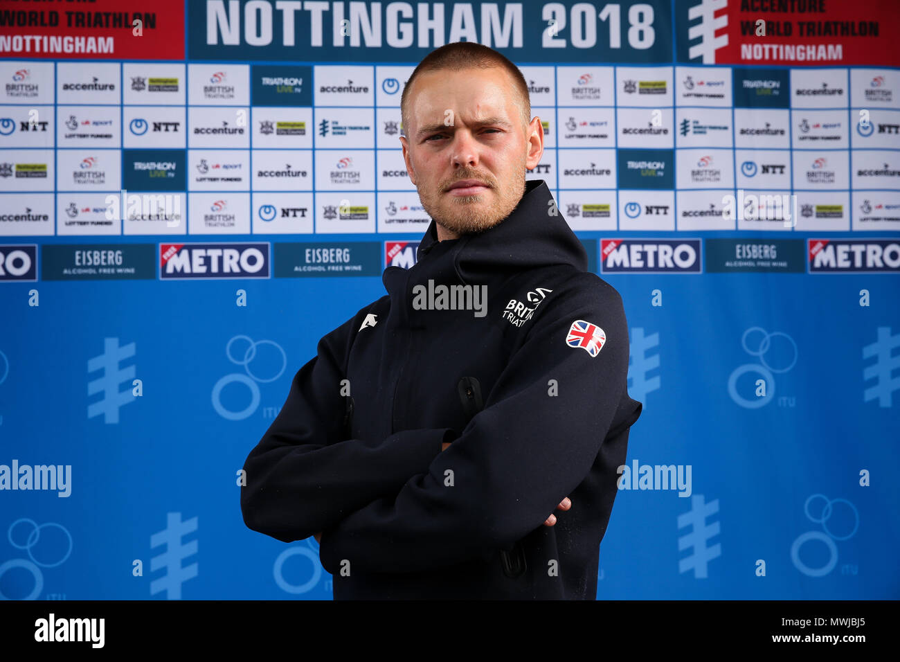 Tom Bishop during the photocall at The Brownlee Centre, Leeds Stock ...