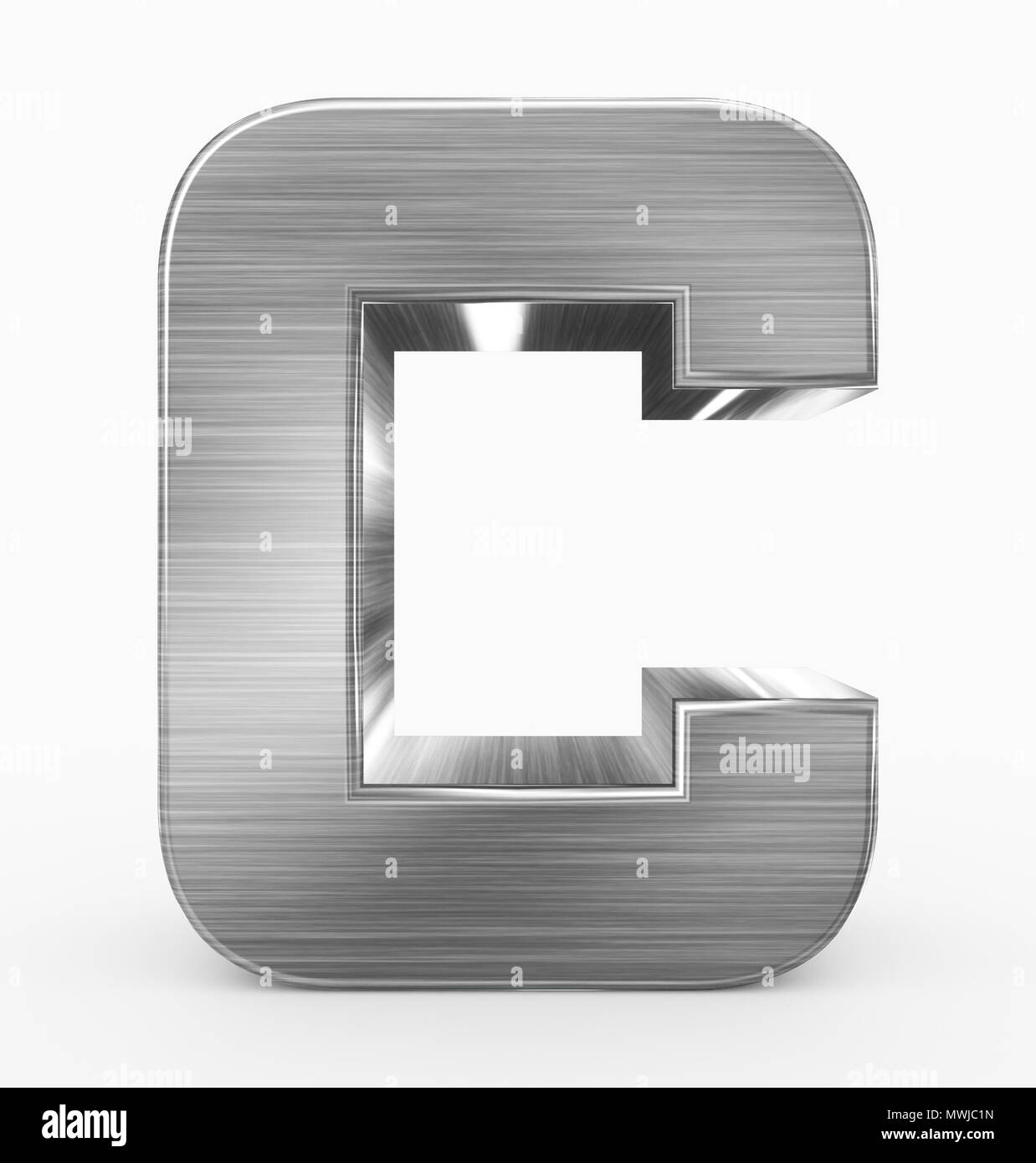 letter C 3d cubic rounded metal isolated on white - 3d rendering Stock ...