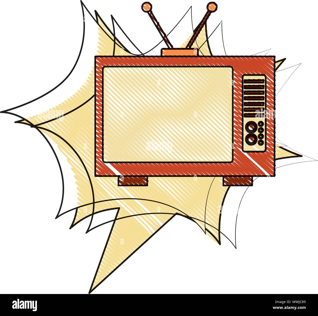 television device retro vintage style vector illustration drawing Stock ...
