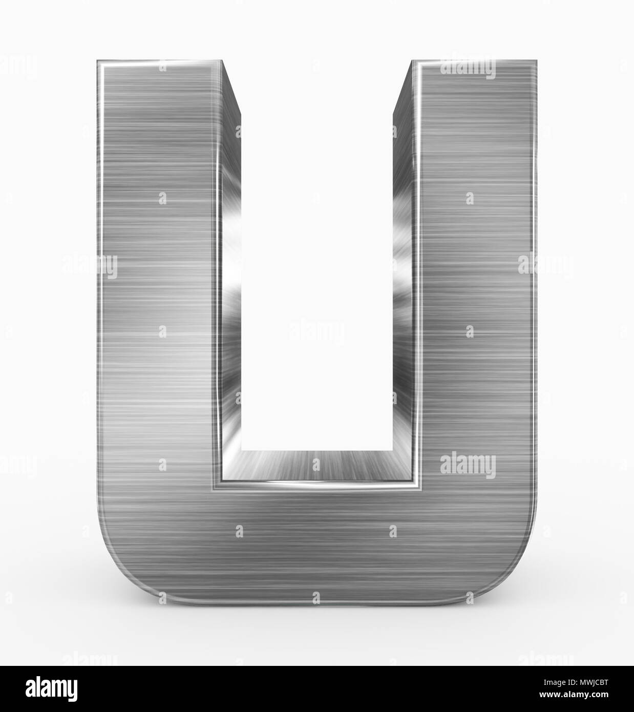 letter U 3d cubic rounded metal isolated on white - 3d rendering Stock ...