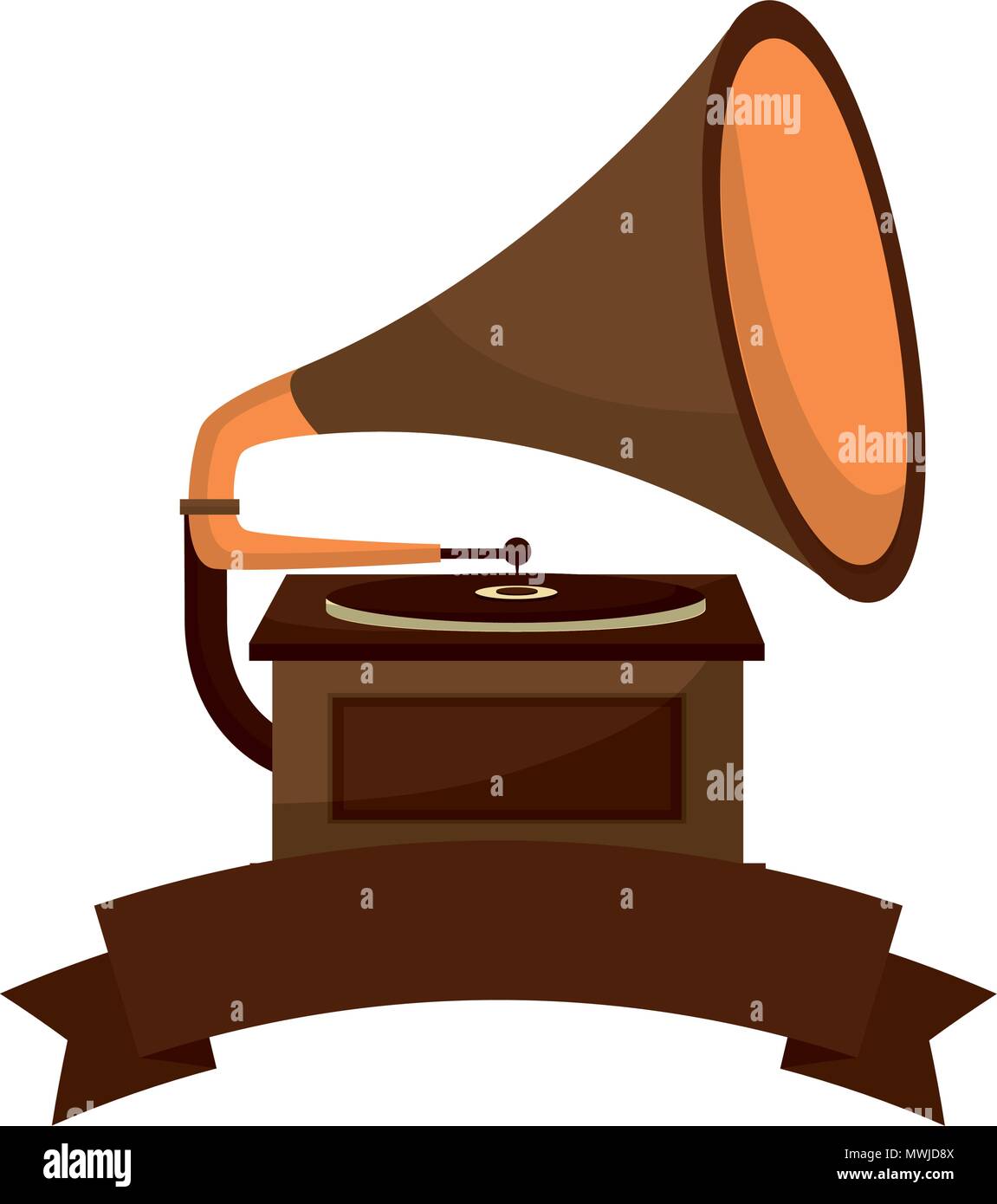 gramophone music retro with ribbon vector illustration design Stock ...