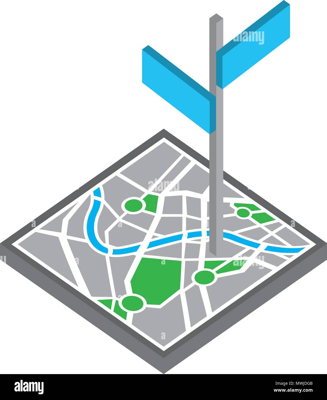 map guide with signaling isometric icon vector illustration design ...