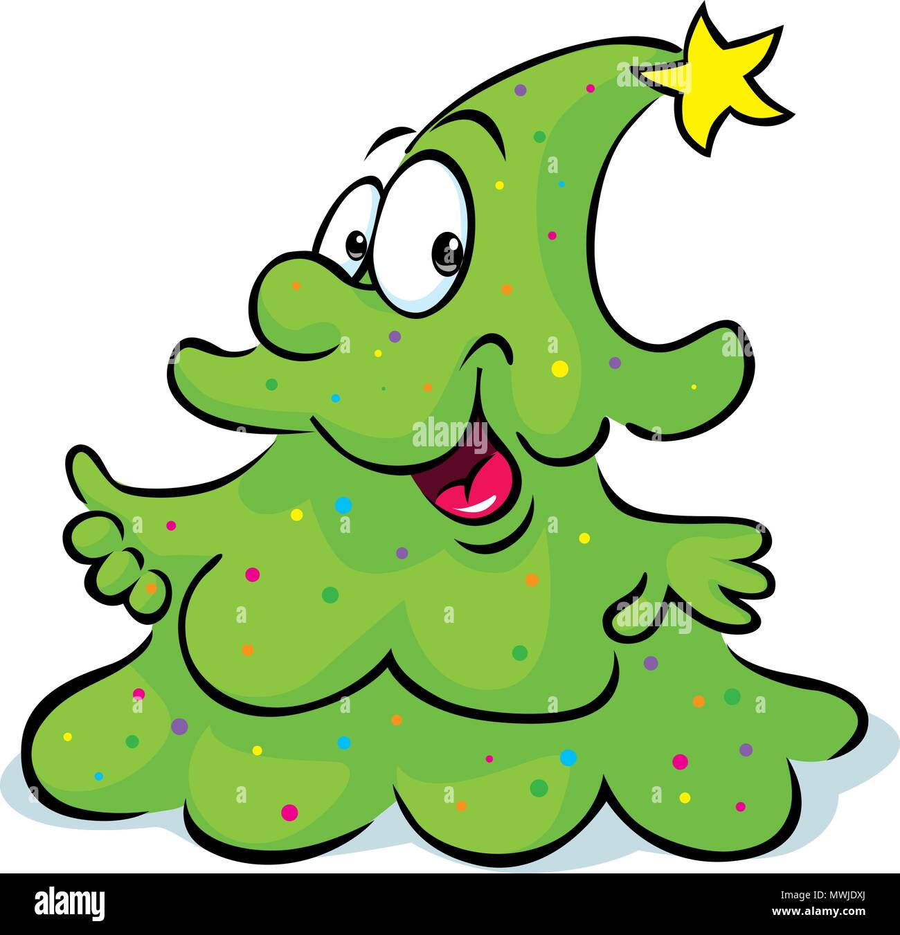 funny Christmas tree smiling - vector illustration Stock Vector Image ...