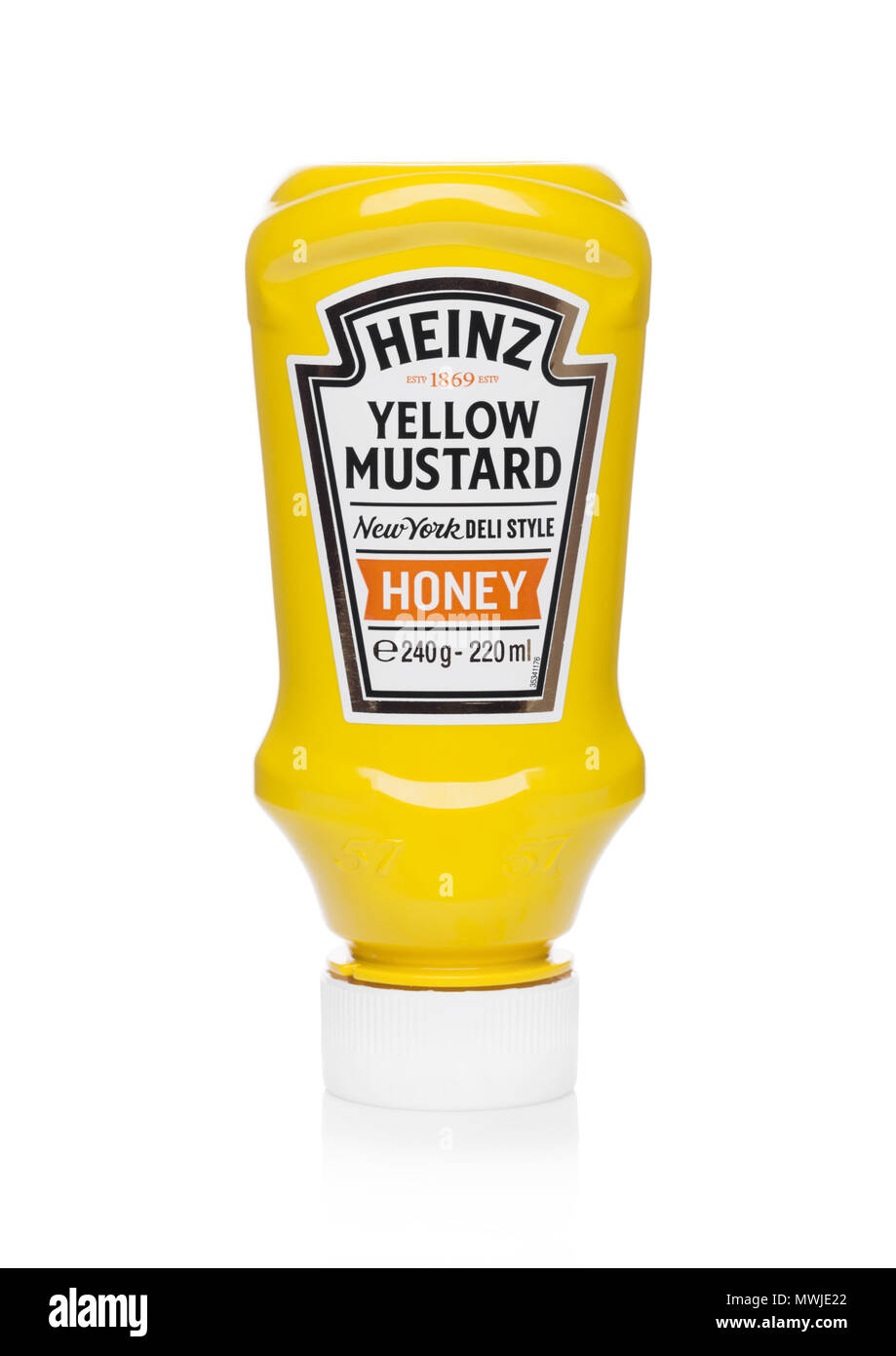 LONDON, UK - JUNE 01, 2018: A plastic bottle container of Heinz yellow ...