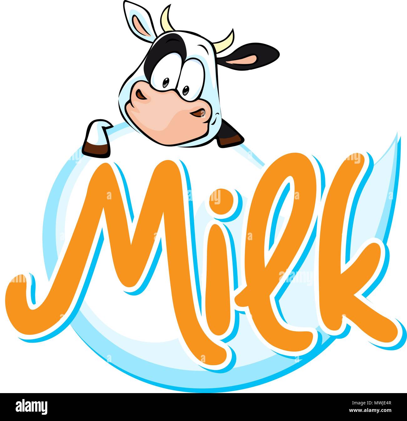 milk tag with cow and drop milk isolated - vector Stock Vector Image ...