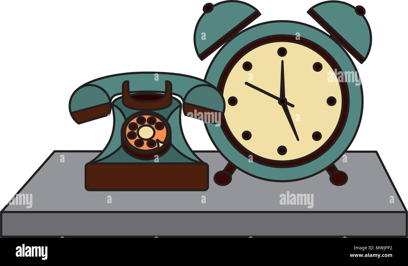 retro vintage telephone clock alarm vector illustration Stock Vector ...