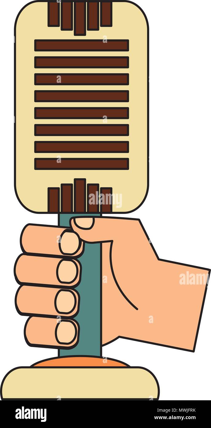 hand holding retro vintage microphone vector illustration Stock Vector ...