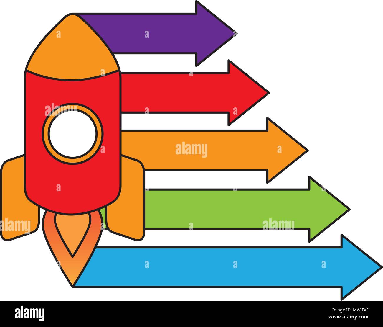 business rocket and arrows chart vector illustration Stock Vector Image ...