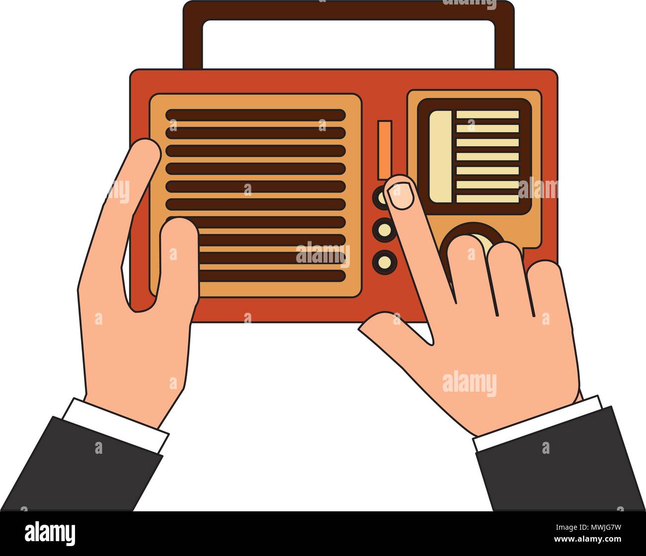 hand holding retro vintage radio stereo vector illustration Stock ...