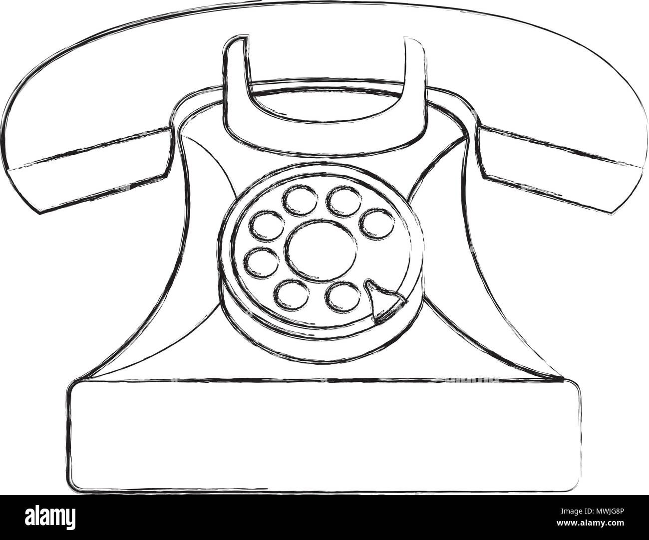 vintage telephone device communication retro vector illustration sketch ...
